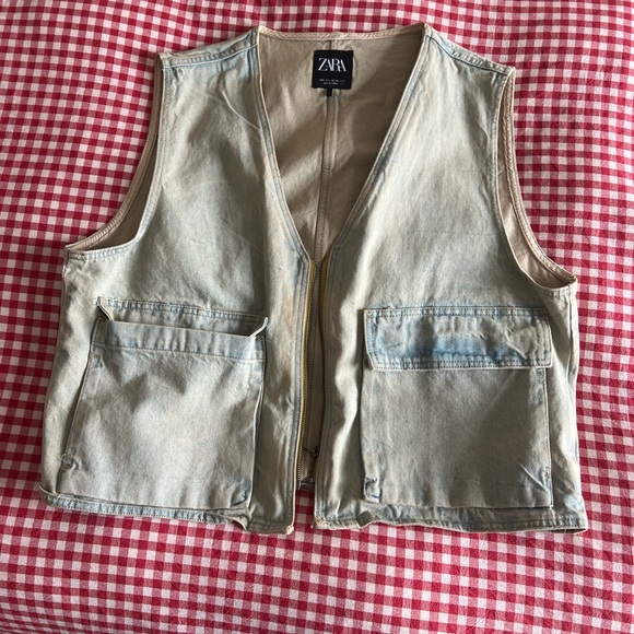 Zara | Shirts | Zara Light Tan Denim Vest | Poshmark